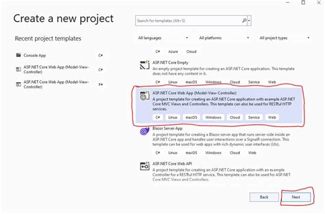how to create asp core mvc 6 0 application