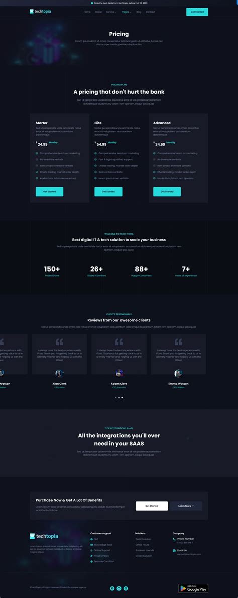 Techtopia Tech Company Elementor Template Kit Templates Tech Companies Website Design