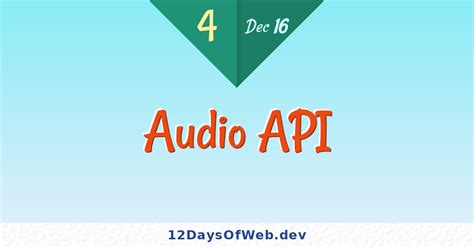 Audio Api Days Of Web