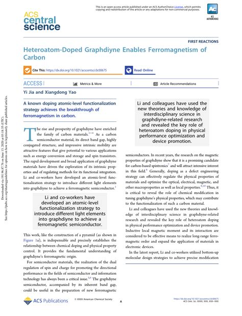 Pdf Heteroatom Doped Graphdiyne Enables Ferromagnetism Of Carbon