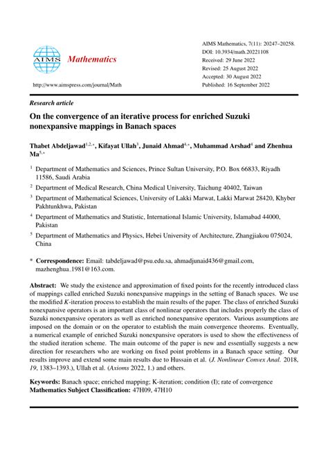 Pdf On The Convergence Of An Iterative Process For Enriched Suzuki