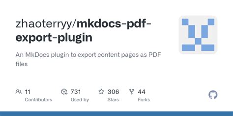 github zhaoterryy mkdocs pdf export plugin an mkdocs plugin to export content pages as pdf files