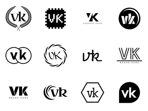 Vk Logo Company Template Letter V And K Logotype Set Different Classic Serif Lettering And