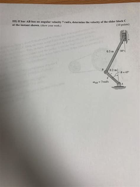 Solved IIT If Bar AB Has An Angular Velocity Rad S Chegg