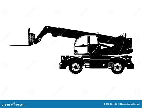 Modern Rotating Telehandler Vector Stock Vector Illustration Of Telescopic Rotating 280864636