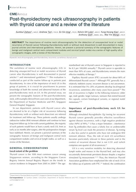 Pdf Post Thyroidectomy Neck Ultrasonography In Patients With Thyroid Cancer And A Review Of