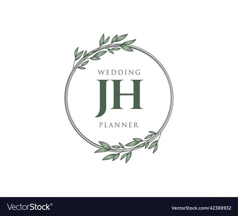 Jh Initials Letter Wedding Monogram Logos Vector Image