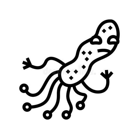 Gut Bacteria Virus Line Icon Vector Illustration Stock Illustration