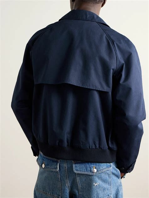 Maison Kitsuné Logo Appliquéd Cotton Blend Harrington Jacket Blue