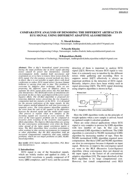 Comparative Analysis Of Denoising The Different Artifacts In Ecg Signal