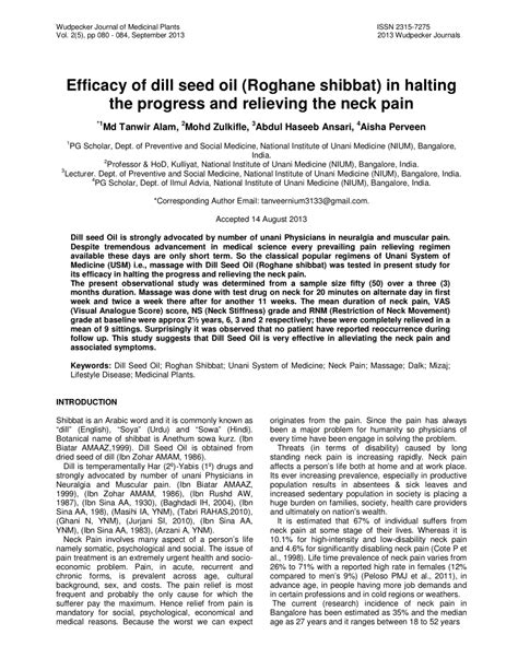 Pdf Efficacy Of Dill Seed Oil Roghane Shibbat In Halting The