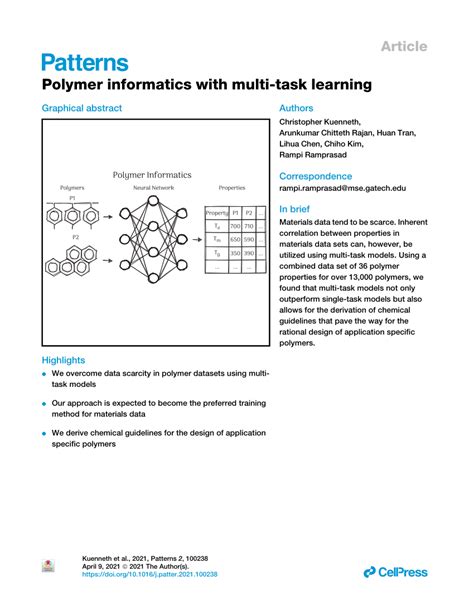 Pdf Polymer Informatics With Multi Task Learning