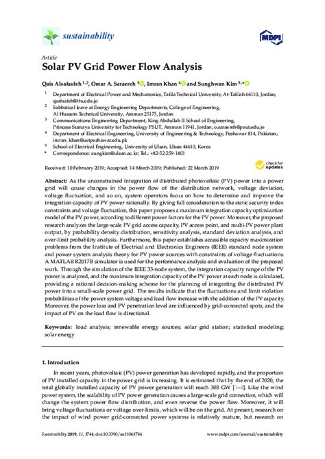 Pdf Solar Pv Grid Power Flow Analysis