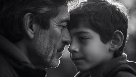 Premium Photo Father And Son Embrace In Nature Love Generated By Ai