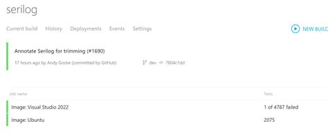 Test Fail Did Not Break The Build Issue 1850 Serilog Serilog GitHub