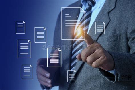 Businessman Touching Icon Folder Document Management System Dms
