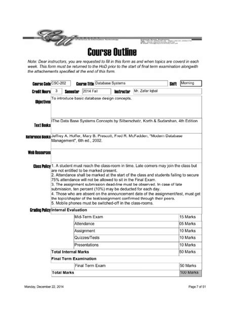 Database Course Outline Pdf Pdf