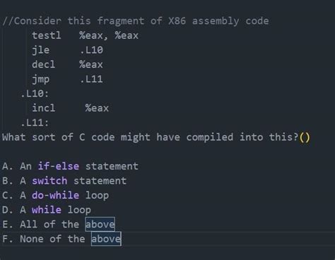 Solved Consider This Fragment Of X86 Assembly Code Testi