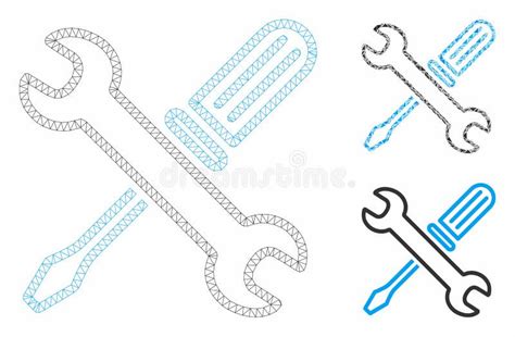 Tuning Tools Vector Mesh Wire Frame Model And Triangle Mosaic Icon Stock Vector Illustration