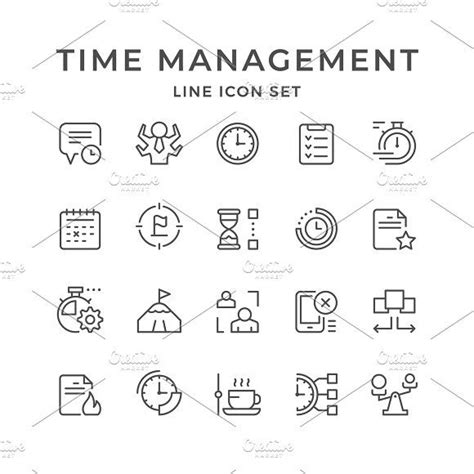 Set Line Icons Of Time Management Time Management Line Icon Management