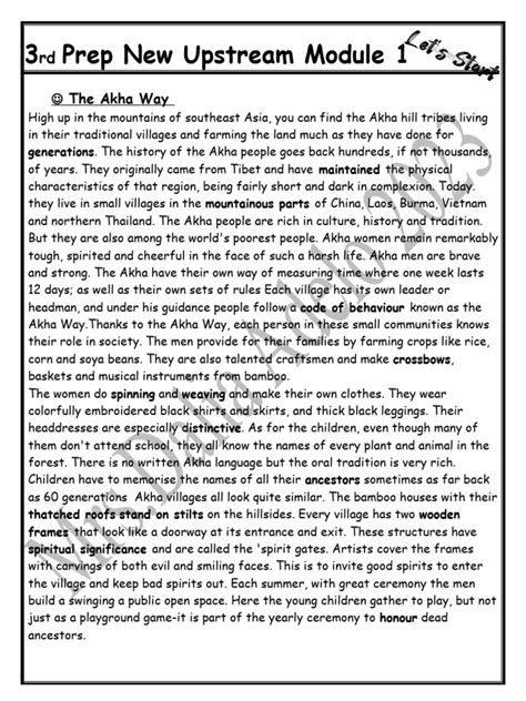 3rd Prep New Upstream Module 1 Pdf