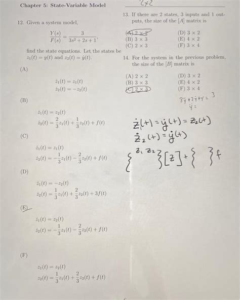 Solved Chapter 5 State Variable Model 12 Given A System