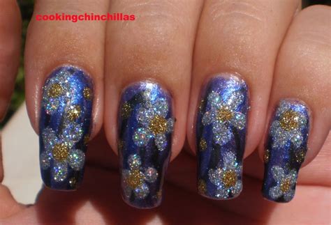 Cookingchinchillas Elegant Glitter Flower Floral Nail Art Design