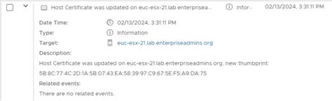VSphere ESXi Host Certificate Status Alarm Bulk Resolution Enterprise Admins Org