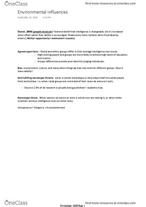 psyc 100b lecture notes fall 2015 lecture 2 stereotype threat