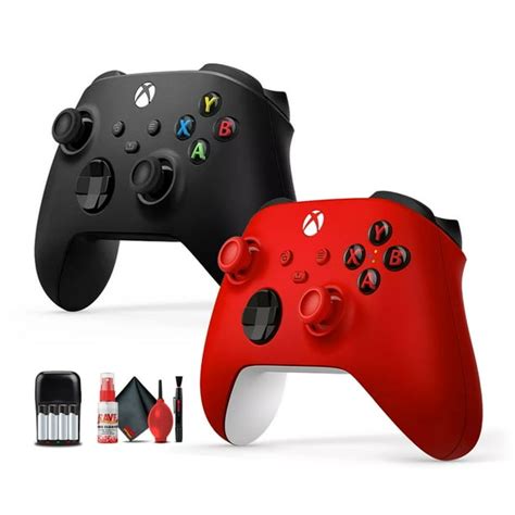 Microsoft Xbox Black Controller Red Controller Rechargeable Batteries