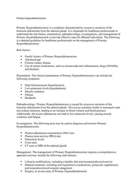 Primary Hyperaldosteronism Primary Hyperaldosteronism Primary