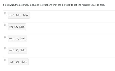 Solved Select All The Assembly Language Instructions That