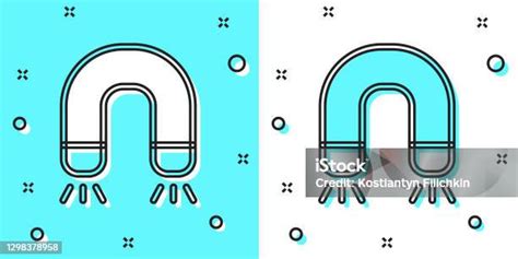 녹색과 흰색 배경에 격리 된 검은 줄 자석 아이콘 말굽 자석 자기 자기 매력 임의동적 모양 벡터 가능성에 대한 스톡 벡터 아트 및 기타 이미지 Istock