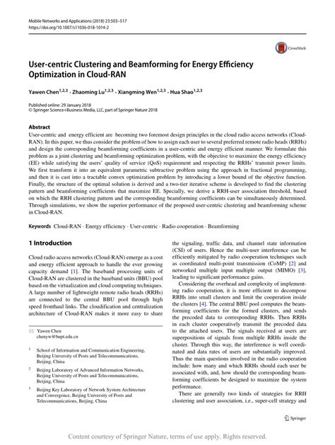User Centric Clustering And Beamforming For Energy Efficiency Optimization In Cloud Ran