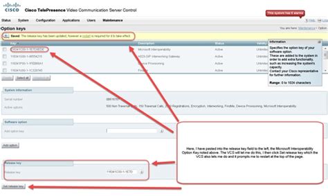Install A VCS Release Key Via The Web Interface And CLI Configuration Example Cisco
