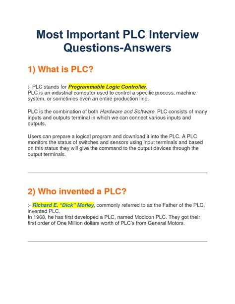 SOLUTION Plc Interview Questions Studypool