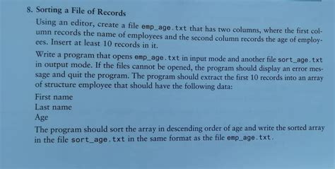 Solved 8 Sorting A File Of Records Using An Editor Create Chegg Com