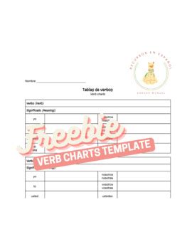 Verb Charts Template By Aurora Mendel TPT