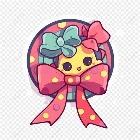 Kawaii Cartoon Cute Girl Style Sticker Vector Clipart Ribbon Cartoon