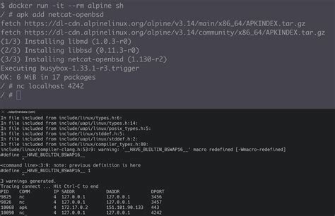 can docker host intercept local traffic inside a container stack