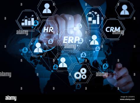 Architecture Of Erp Enterprise Resource Planning System With Connections Between Business