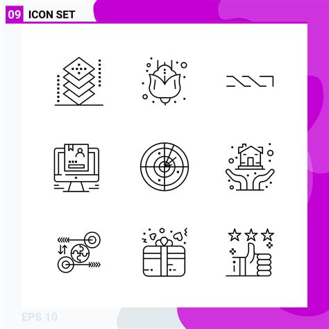 Line Icon Set Pack Of 9 Outline Icons Isolated On White Background For Web Print And Mobile