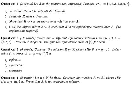 Solved Question Points Let R Be The Relation That Chegg Com