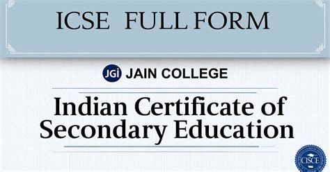 Full Form Of ICSE Indian Certificate Of Secondary Education