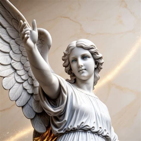 Angelic Grace A Breathtakingly Detailed Close Up Depiction Of A Majestic Marble Angel