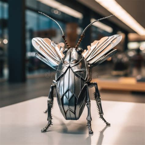A Metal Insect Sitting On Top Of A Table Generative Ai Image Stock