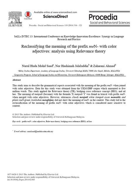 Reclassifying The Meaning Of The Prefix Men With Color Adjectives