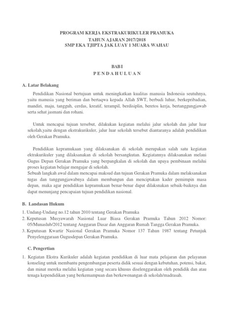 Program Kerja Ekstrakurikuler Pramuka Pdf