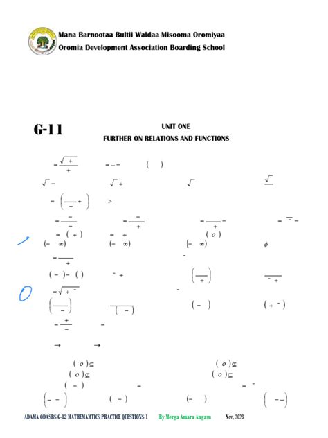 Oda Maths G 12 Practice Questions 1 1 Pdf Asymptote Series Mathematics
