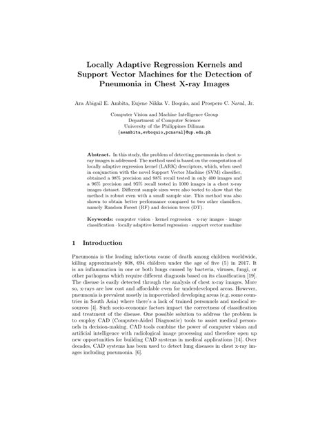 Pdf Locally Adaptive Regression Kernels And Support Vector Machines For The Detection Of
